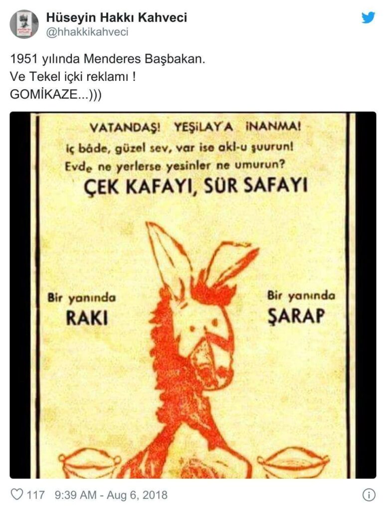 1951 Yılından Tekel Reklamına Ait Sanılan Görsel - Malumatfuruş