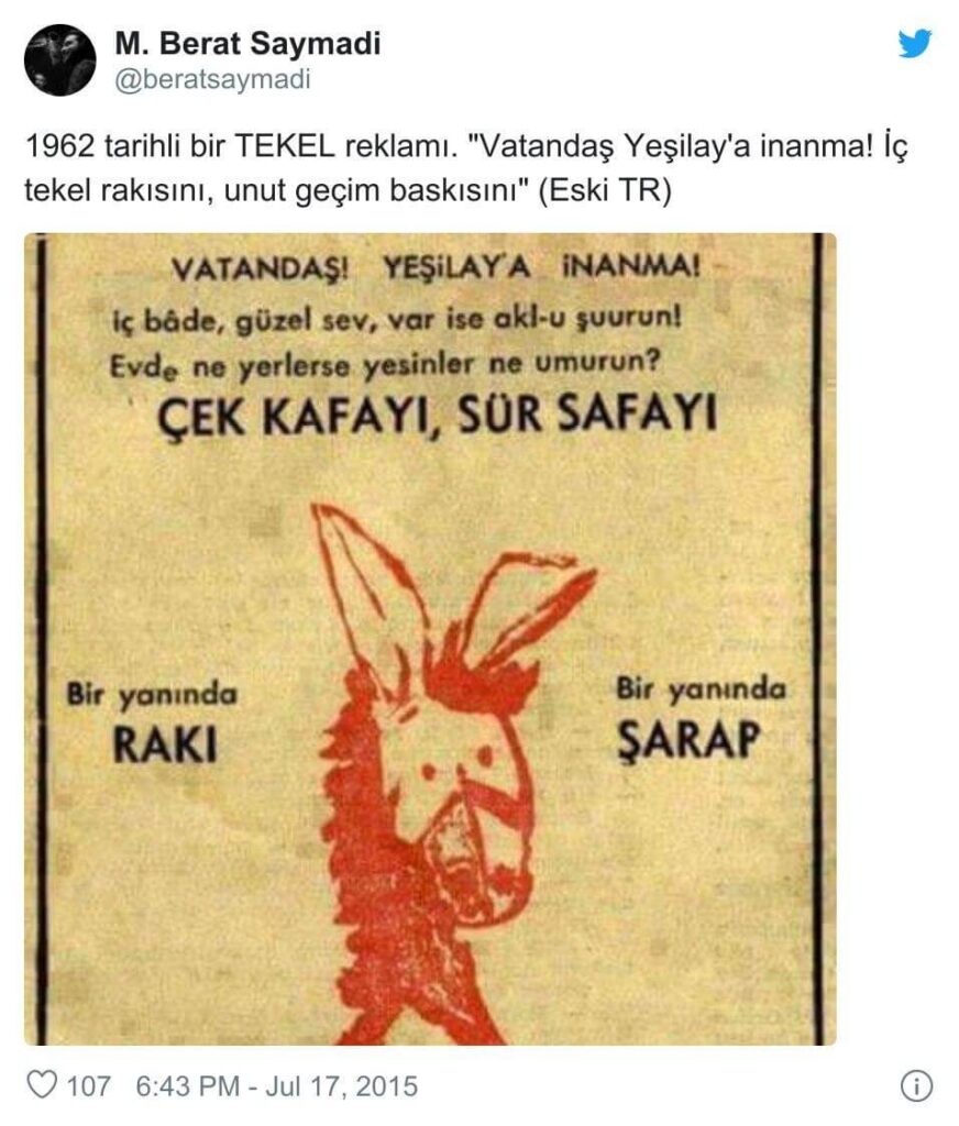 1951 Yılından Tekel Reklamına Ait Sanılan Görsel - Malumatfuruş