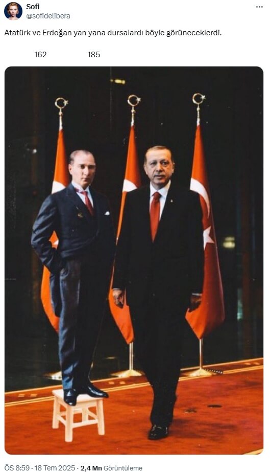 Atatürk'ün Boyunun Manipüle Edildiği Montaj İçeren Fotoğraf - Malumatfuruş