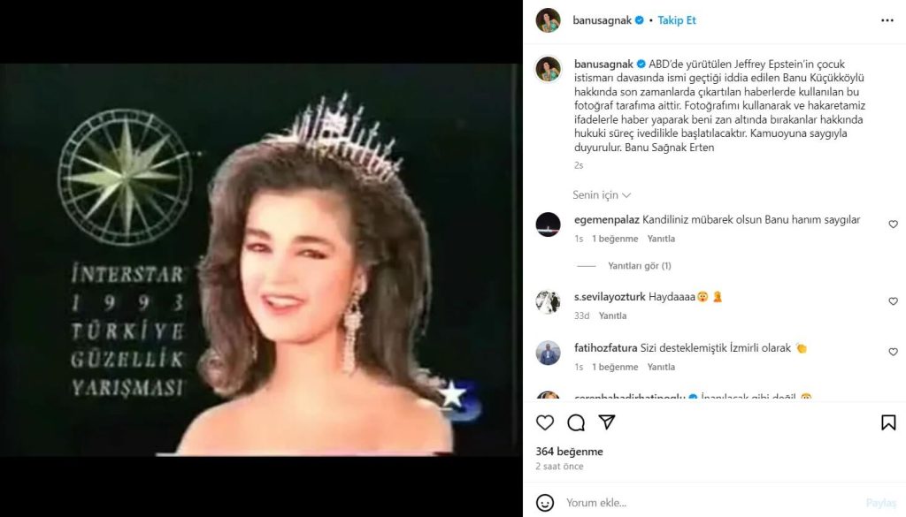 Jeffrey Epstein Davasında İsmi Geçen Banu Küçükköylü'ye Ait Olduğu ...